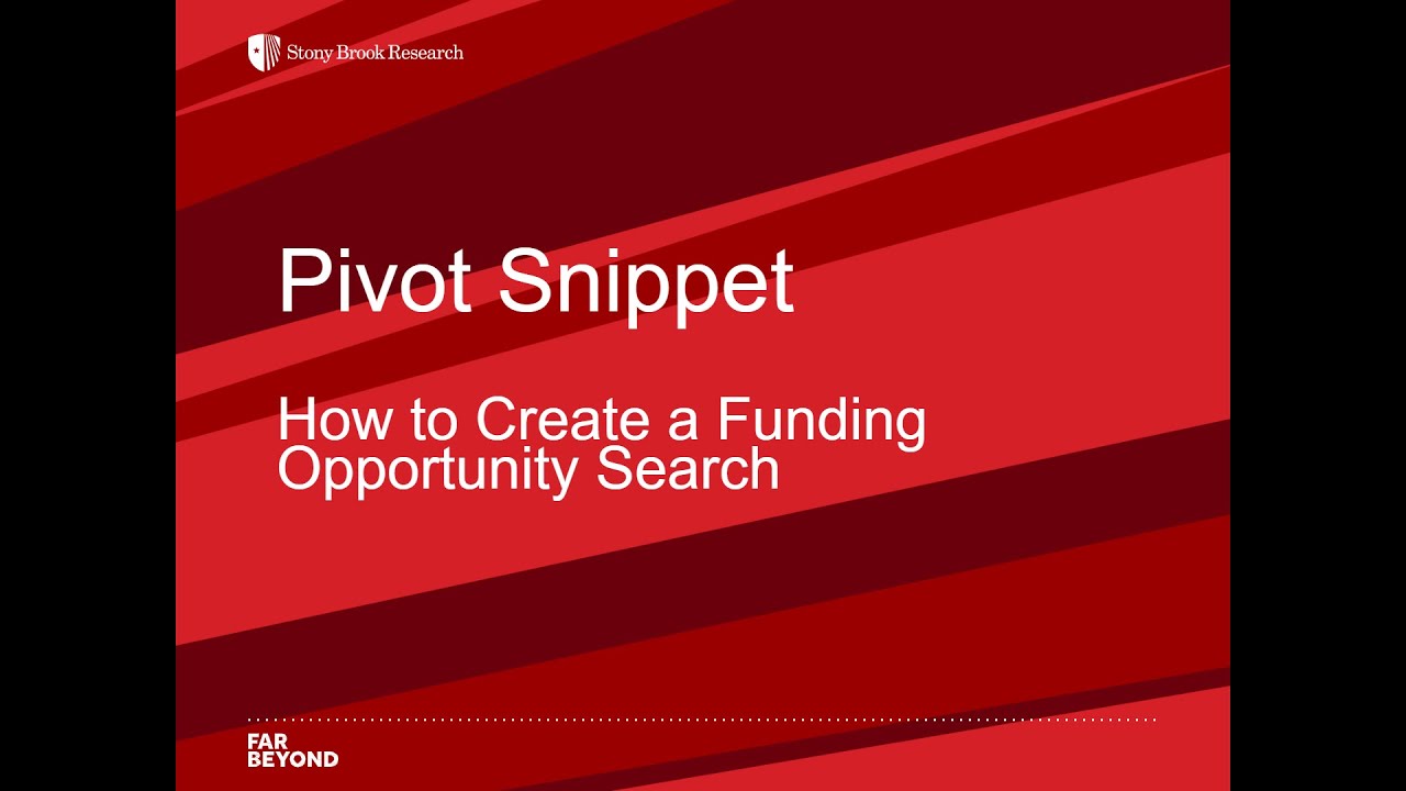 Pivot Snippets | How to Create a Funding Opportunity Search - YouTube