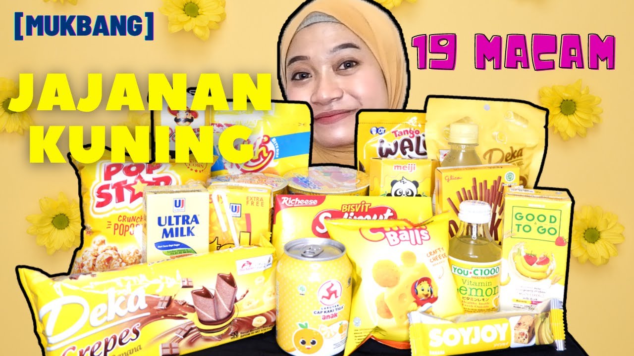 [MUKBANG] 19 JAJANAN WARNA KUNING - YELLOW SNACKS - YouTube