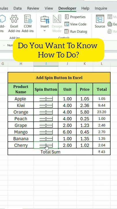 Insert Spin Button In Excel 😲🔥#excelshorts #excel #exceltech #dataanalysis #excelworld - YouTube