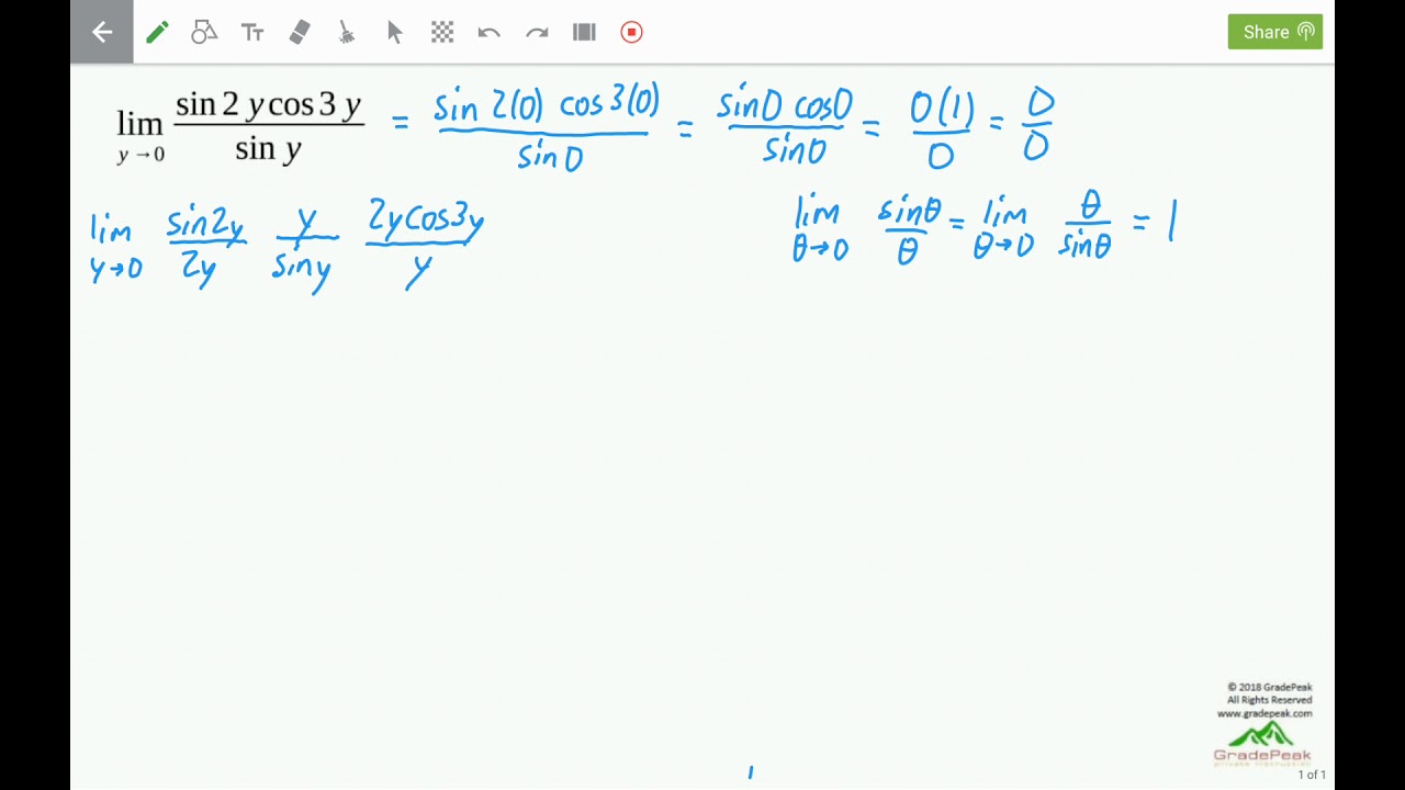 GradePeak Calculus 1 Zero Over Zero Indeterminate Form Limit 9 02 - YouTube