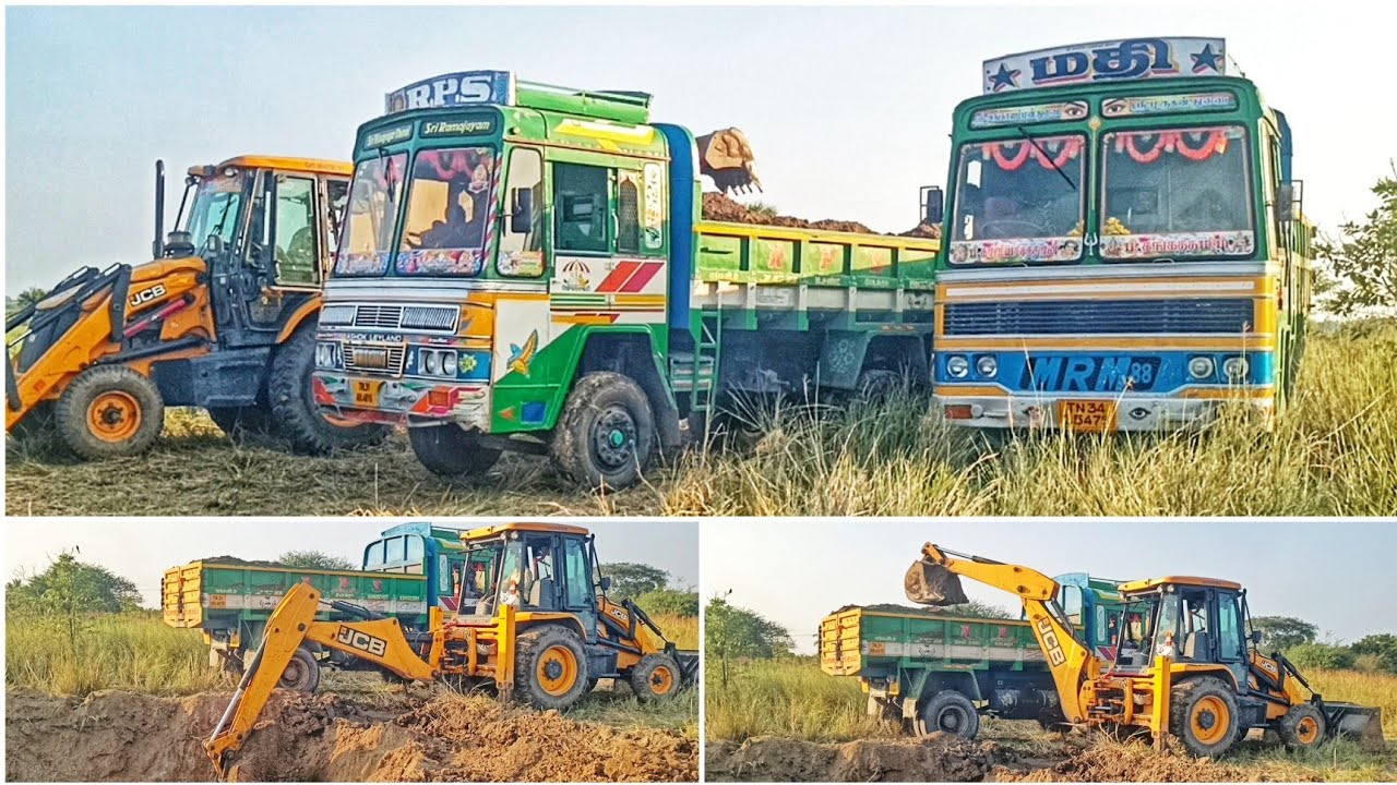 #jcb3dx Asnok Loading Backnoe to machine msand Lorry Leyland jcb jc ...