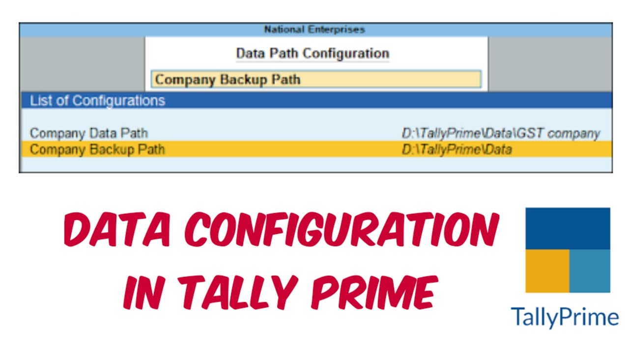 data configuration in Tally Prime | data configuration in Tally - YouTube