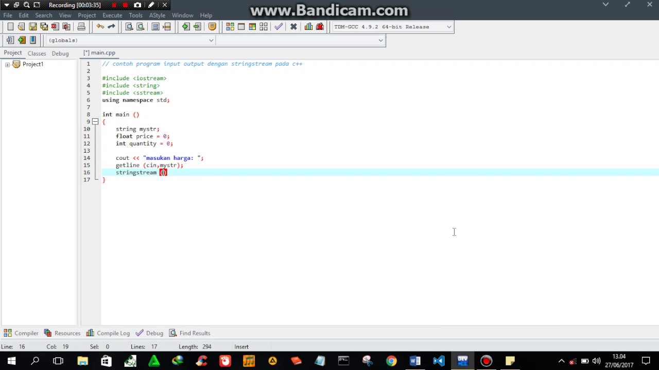 Program Input Output Stringstream Dev C 5 11 Youtube 7885