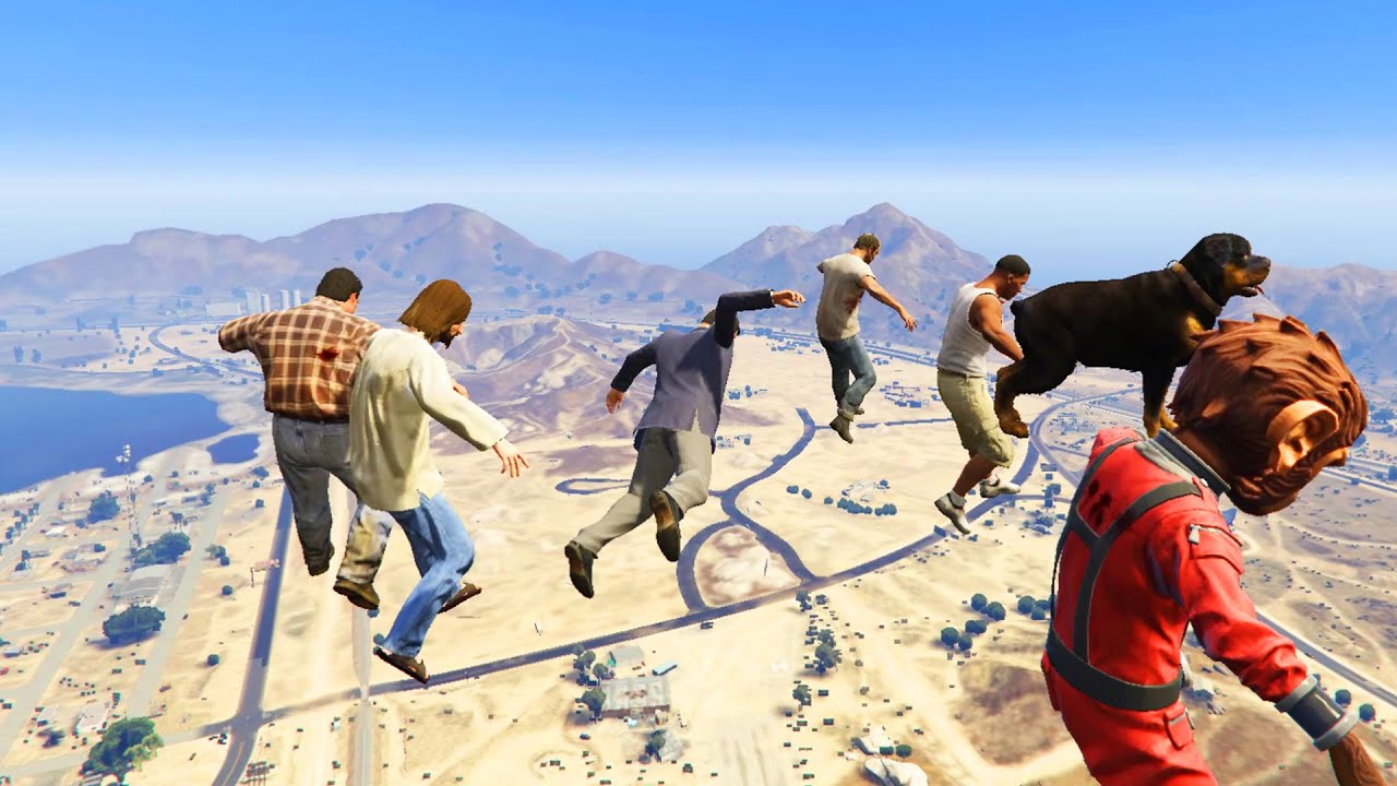 Michael, Franklin, Trevor & Chop Screaming with Too many NPC - YouTube