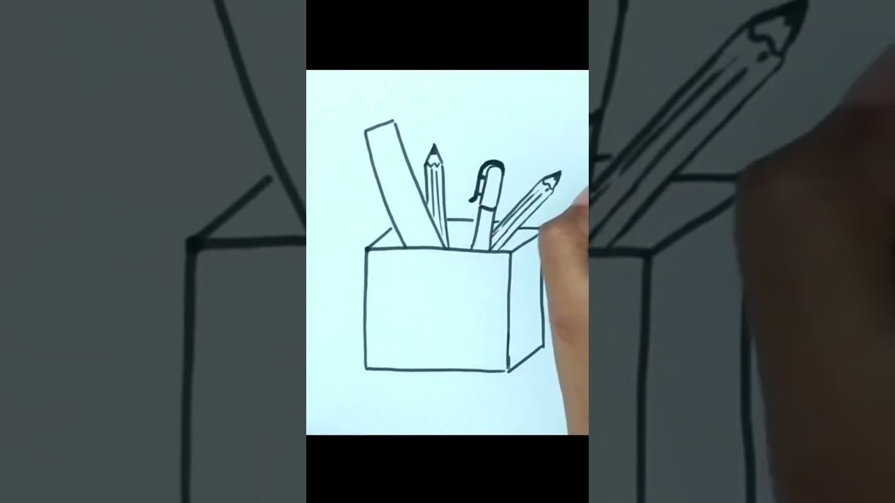How to draw pencil case easy drawing tutorial #shorts #shortsvideo # ...