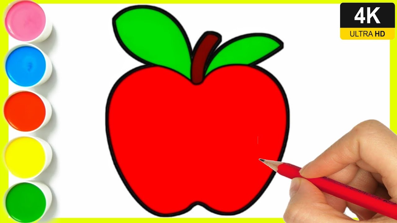 How to draw an apple drawing || Apple drawing kaise banate hain || step ...