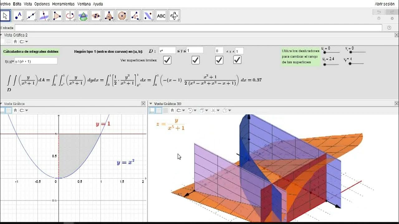 Ejemplos Integrales dobles con Geogebra - YouTube