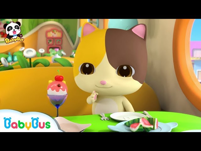 Baby Kitten Loves Ice Creams | Good Manners At The Restaurant | Eat by ...