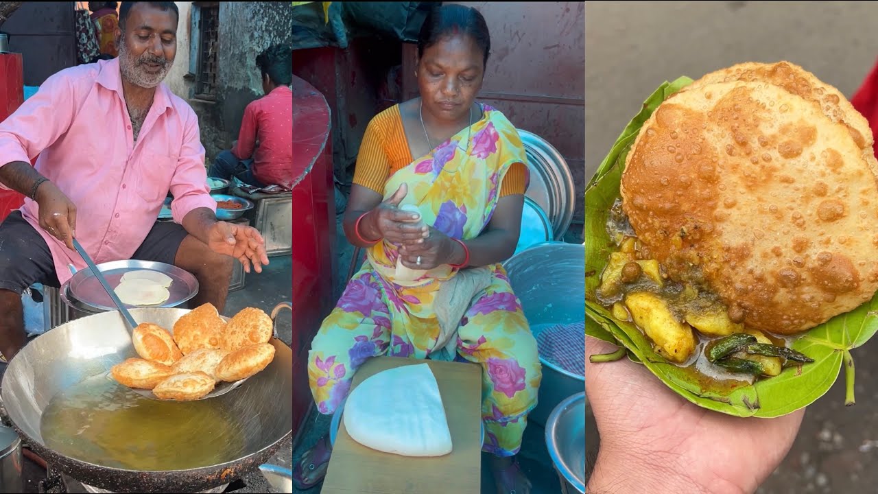 Village Aunty ki Stuffed Poori Thali | Indian Street Food in Jharkhand ...