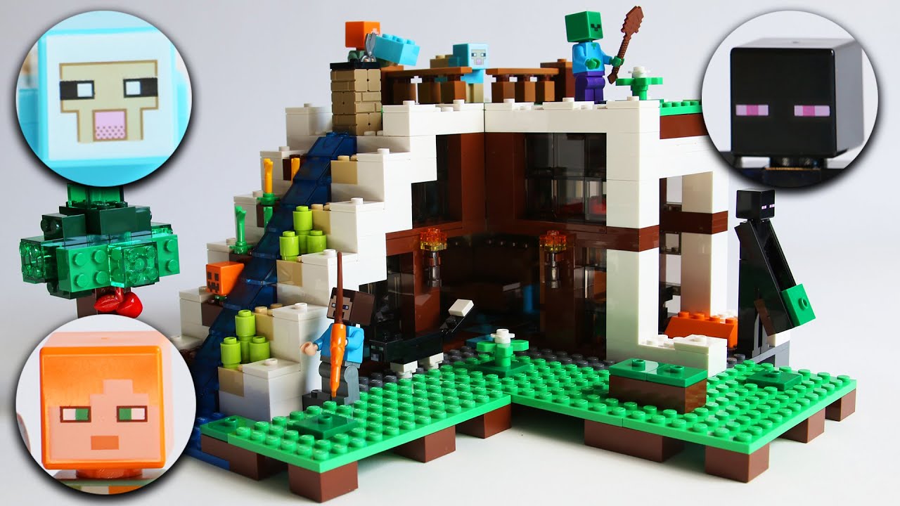 LEGO Minecraft The Waterfall Base | Set Review & Speed Build - YouTube