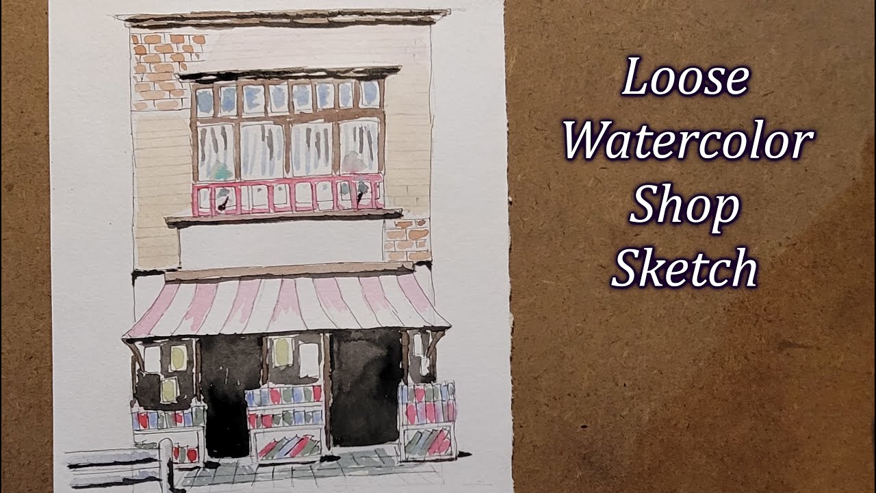 Loose ink and watercolor Japanese Shop sketch || Easy Sketching. - YouTube