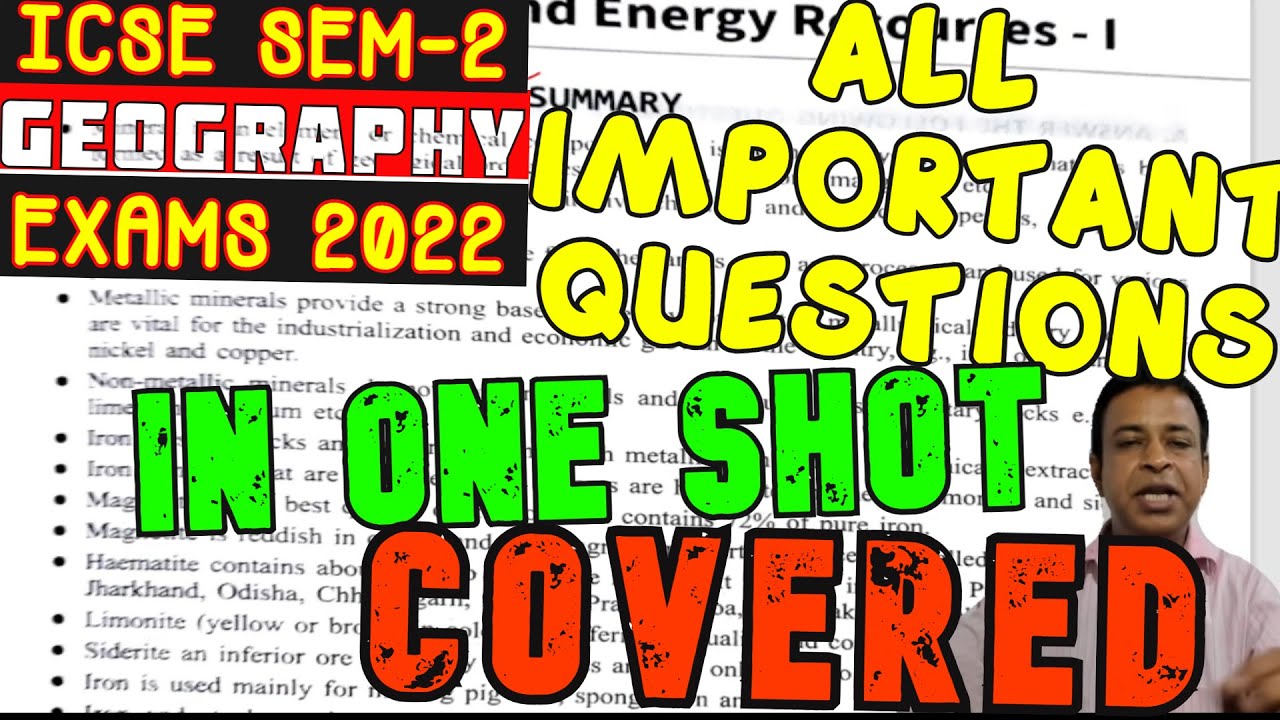 ICSE 2022 Sem-2 Geography- Very ICSE Quick Revision & PYQs | Complete ...