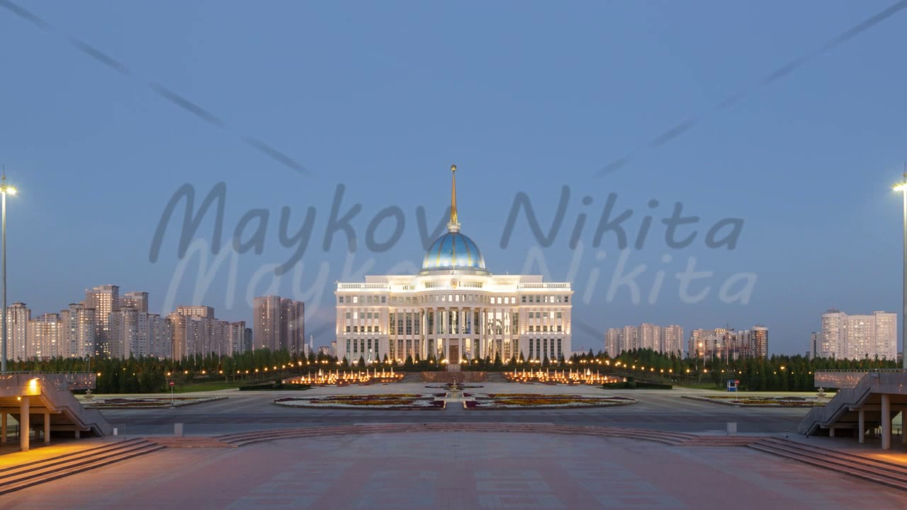 Akorda Presidential Palace at sunset. Astana, Kazakhstan. TimeLapse. 4K ...