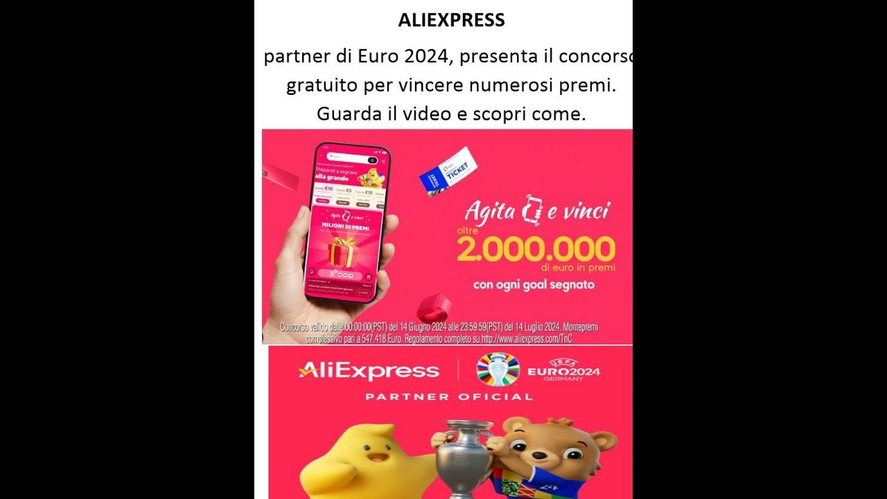 ALIEXPRESS. Grande concorso gratuito durante Euro 2024. Scrolla e vinci ...