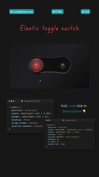 🧲 Elastic Toggle Button Using HTML & CSS #webdevelopment #coding #htmlcss #shorts - YouTube