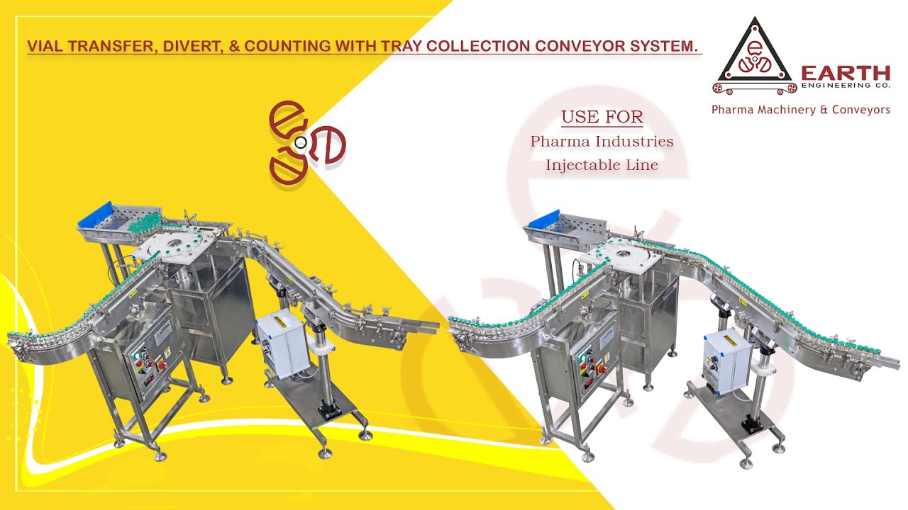 Vial Transfer, Divert, & Counting with Tray Collection Conveyor System ...