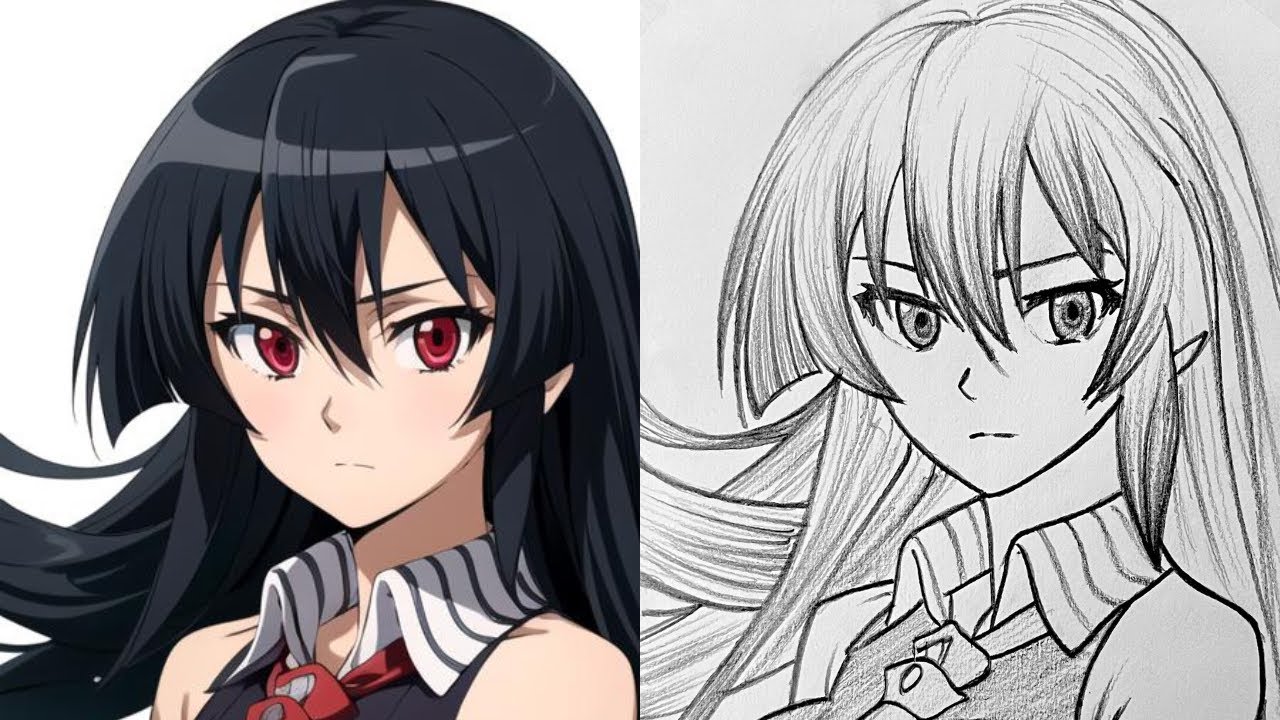 Anime 10 | How to draw Akame from Akame ga kill | Anime character ...