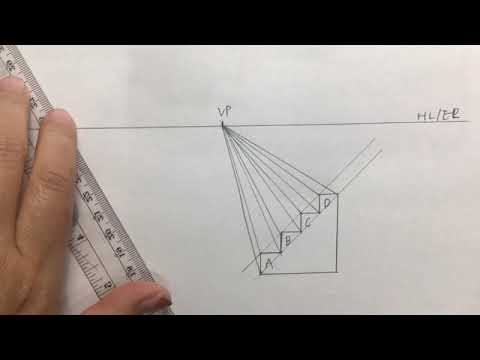 One point perspective 7 stairs sides - YouTube