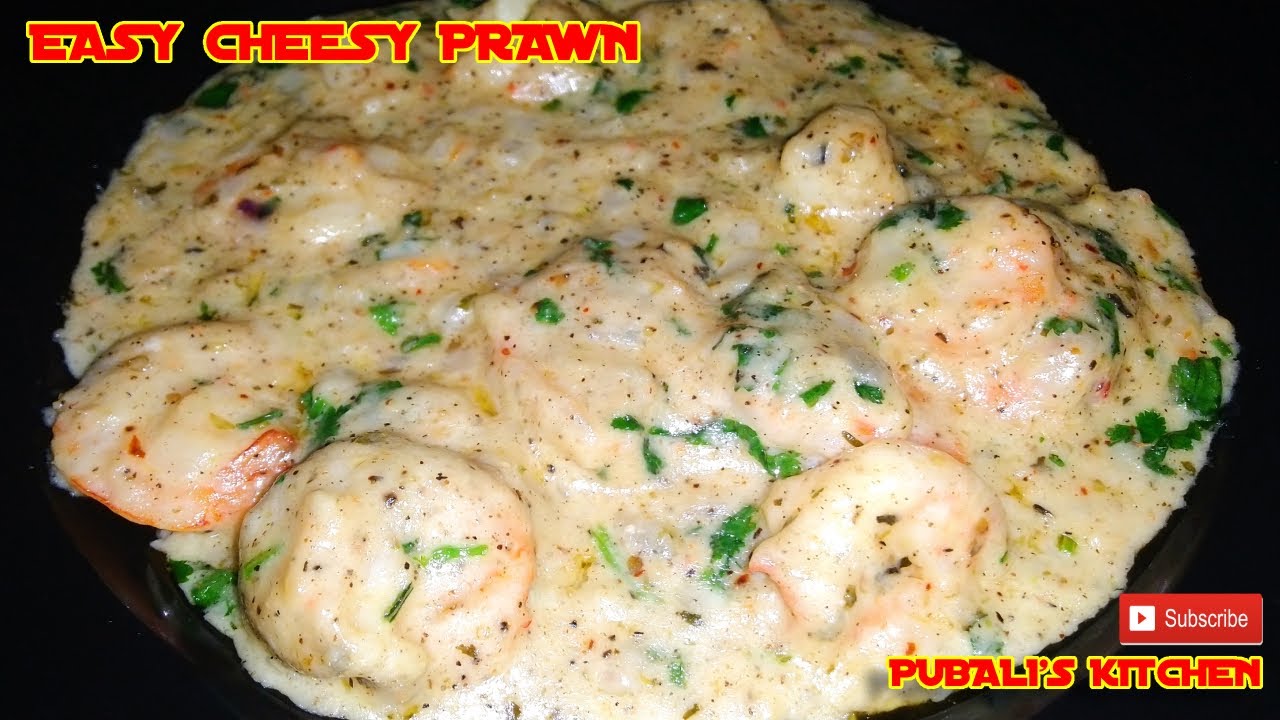 CHEESY PRAWN RECIPE | EASY CHEESY PRAWN | CHEESY BUTTER GARLIC PRAWNS ...