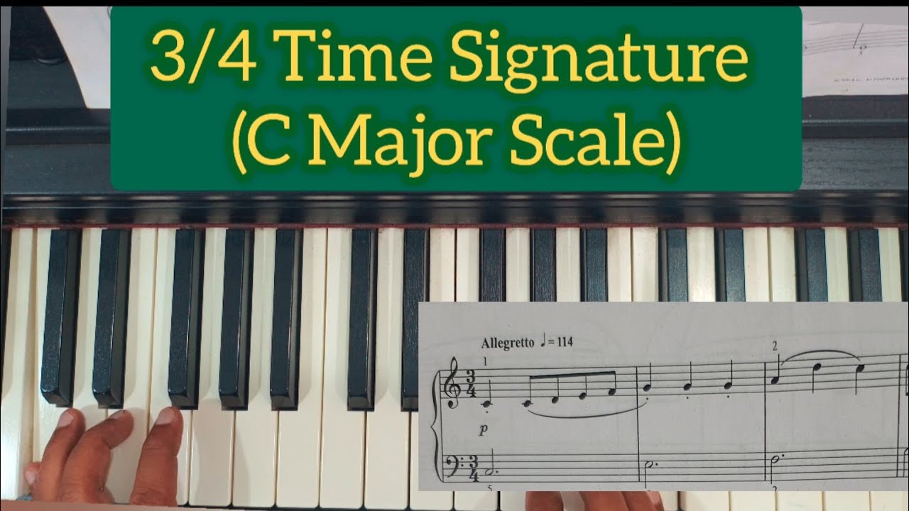 3/4 Time Signature in C Major Scale | Piano Staff Notation for ...