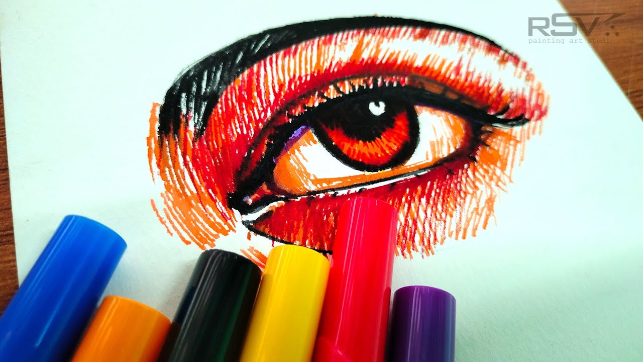 Eye colour drawing | eye colour sketch | how to draw eye | colourfully ...
