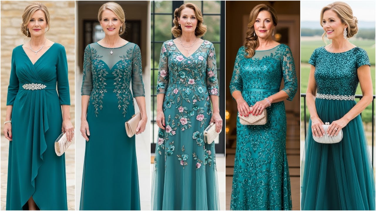 Elegant Ocean Teal Mother of the Bride Dresses | Color Guide, Sizing ...