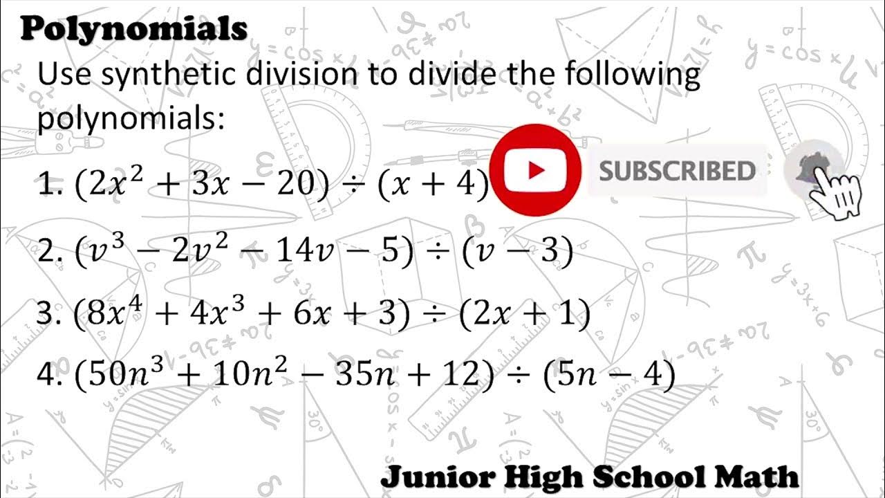 Dividing Polynomials Using Synthetic Division - YouTube