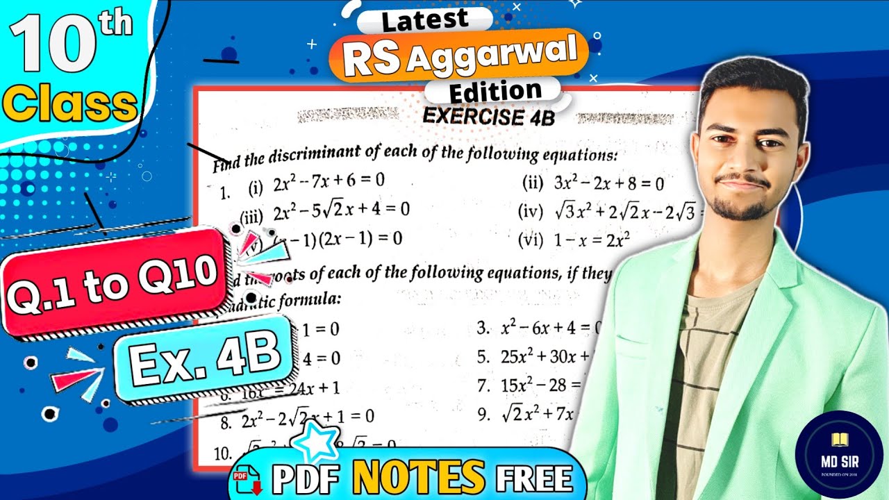 Ex 4B Q1 to Q10 | Class 10 Rs Aggarwal | Quadratic Equations | Chapter ...