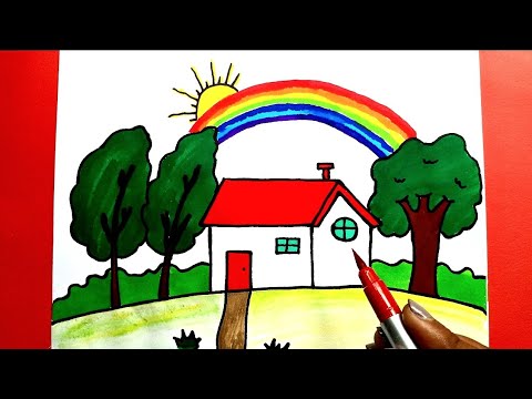Very Very Easy Scenery Drawing, painting || Prakritik Drishya Drawing ...