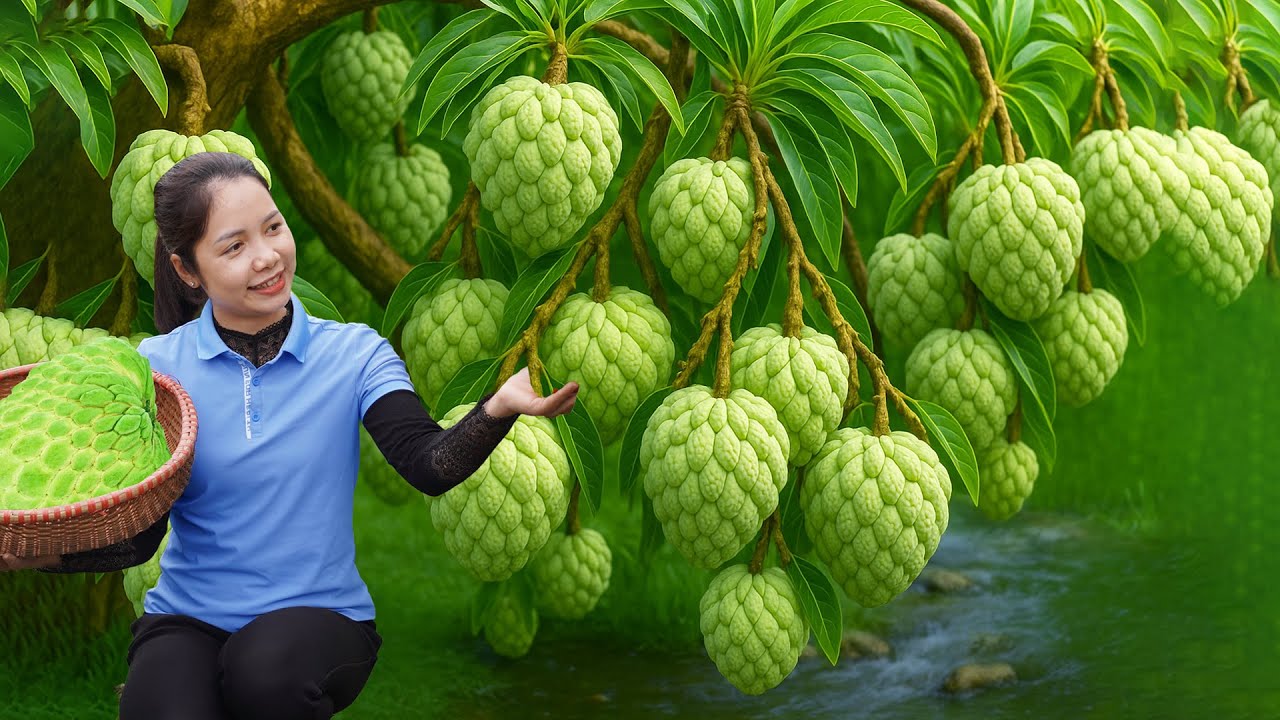 Harvesting 1000+ Giant Custard Apples by the Stream - Sweetest Fruit in ...