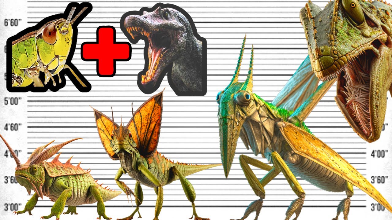 DINOSAURS and GRASSHOPPER Hybrids | Spinosaurus, Tyrannosaurus ...