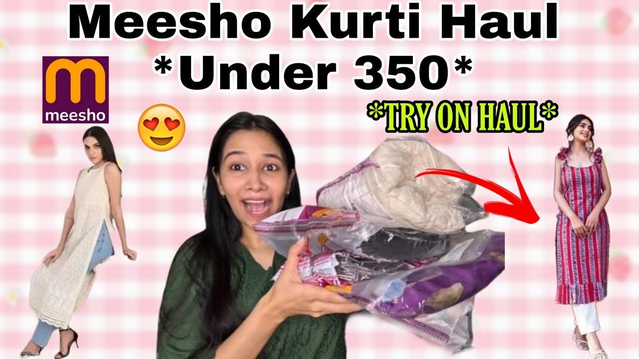 Meesho Kurti Haul UNDER 350 🌸 | Meesho Nyra Cut Kurti *TRY ON HAUL* - YouTube