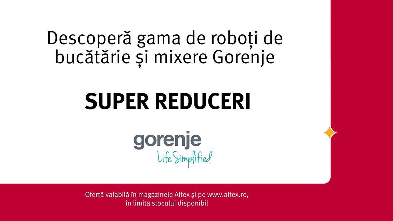 SUPER REDUCERI la roboti si mixere de bucatarie GORENJE | Altex.ro ...