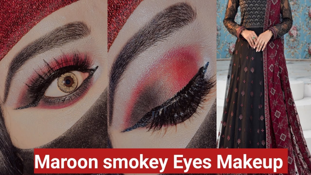 Maroon smokey Eyes Makeup| step by step 5 Minutes Makeup tutorial ...