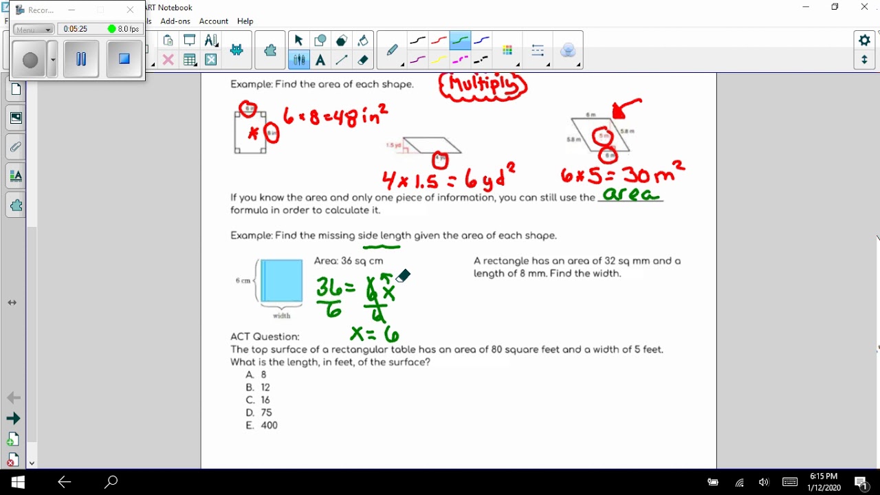 ACT Video Task 5 Perimeter and Area - YouTube