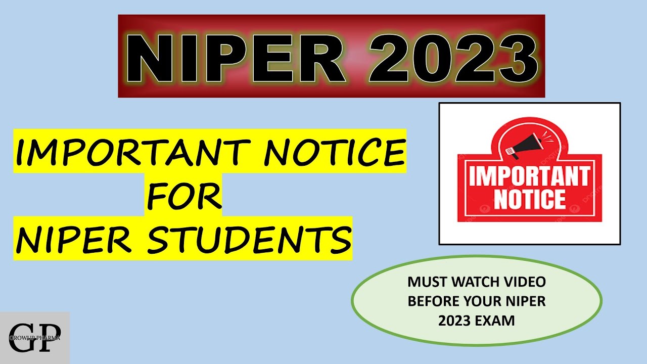 NIPER 2023 / Important Notice For Niper Students / Latest Update NIPER ...