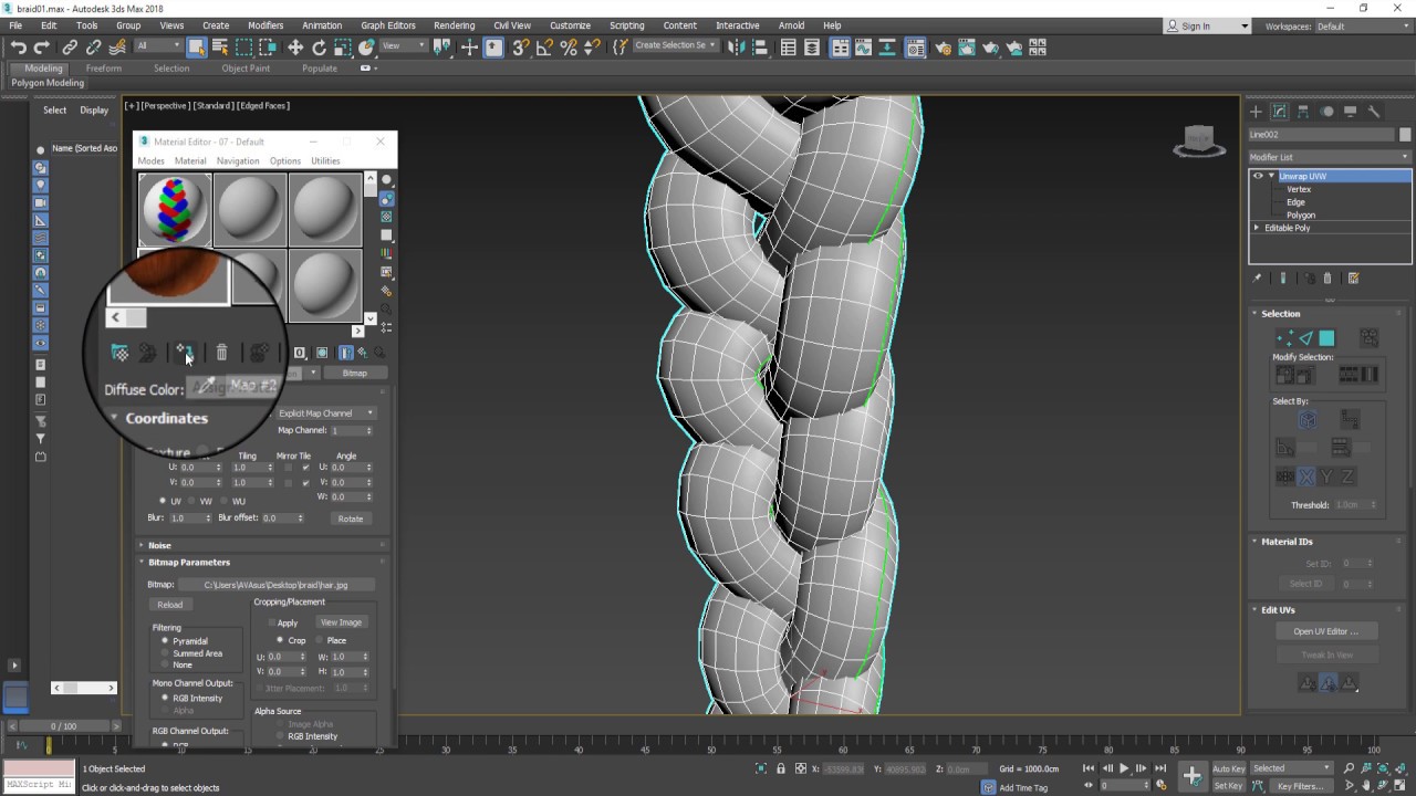 Braid Uvw mapping in Autodesk 3Ds Max - YouTube