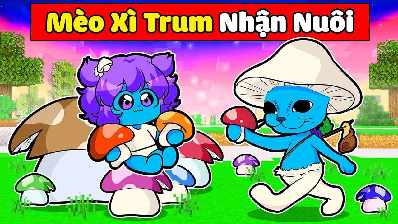 NABEE EM BÉ ĐI LẠC ĐƯỢC SMURF CAT NHẬN NUÔI TRONG MINECRAFT*NABEE MÈO ...