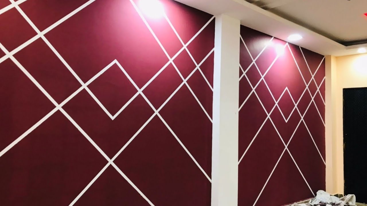 diy Geometric wall design art and tiles Tape design wall painting 🎨 ...
