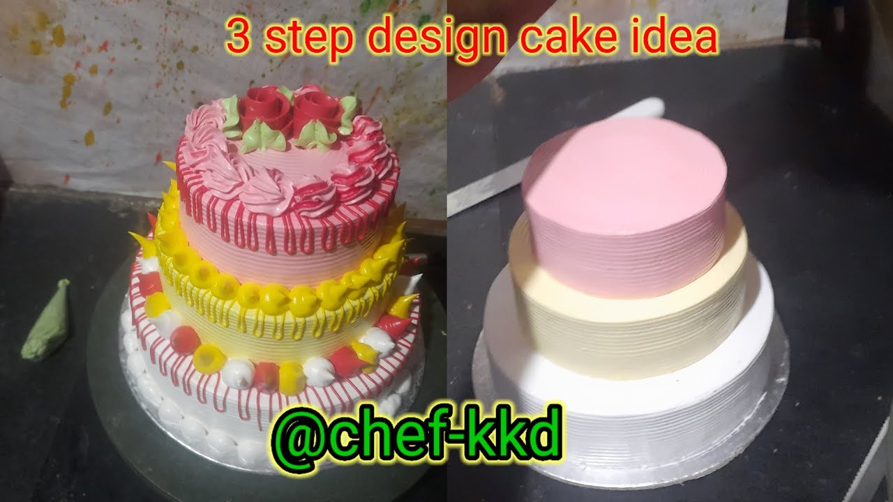 3 step design cake idea idea @kk-Debnath #bakery_cake_pastry # ...