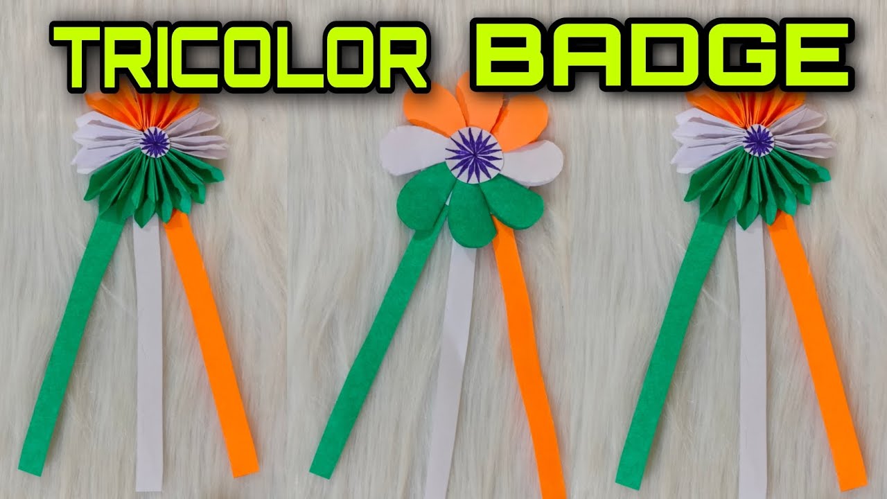 DIY- Independence day craft ideas🇮🇳/Easy Tricolor Badge/Indian flan ...