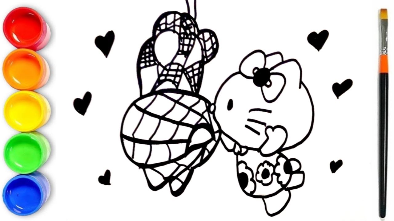 How to draw Hello Kitty and Spiderman | Hello Kitty and Spiderman - YouTube