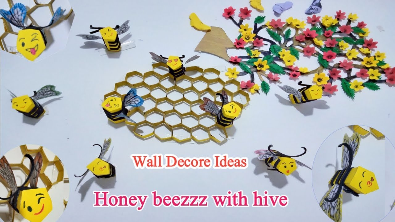 Bee Hive and Honey Bees Craft |Honey Bees Paper Craft Idea| Wall decore ...