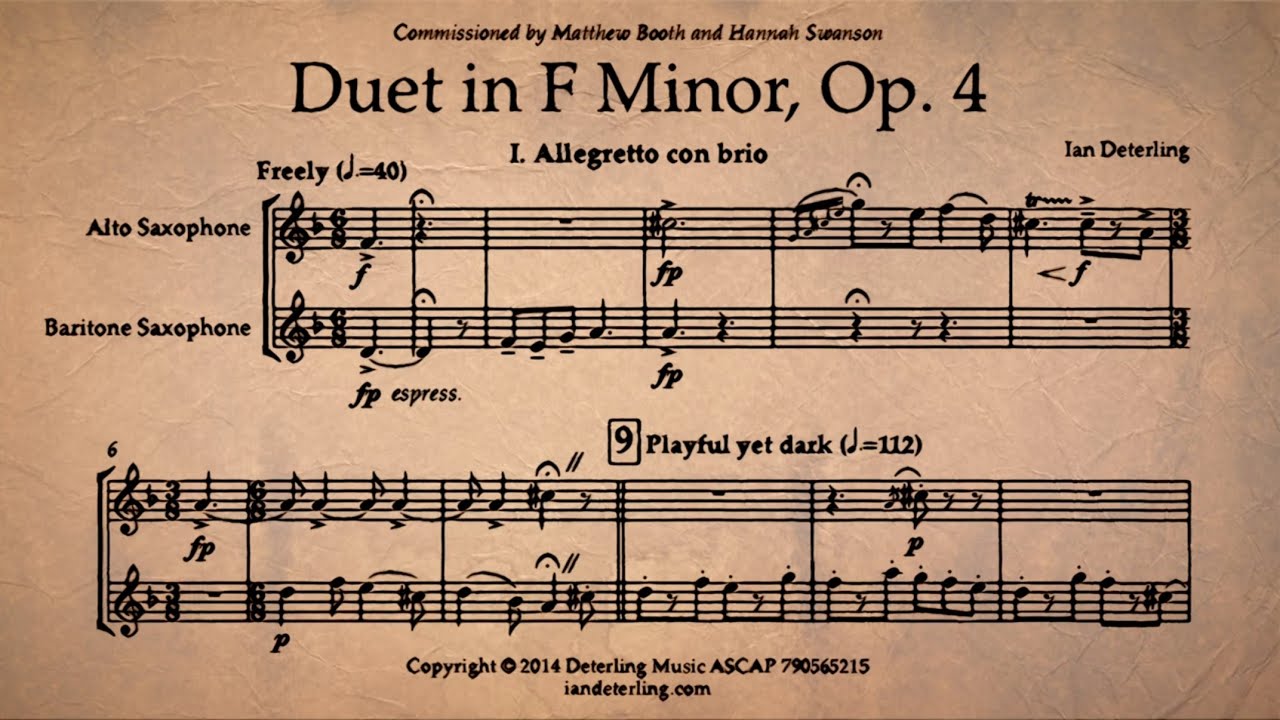 Alto Saxophone and Baritone Saxophone Duet in F Minor, Op. 4 - YouTube