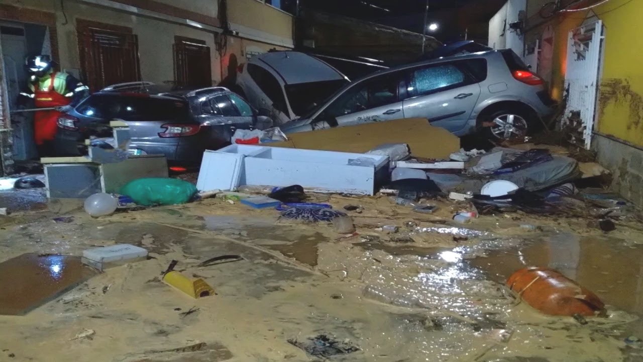 Hurricane hit Spain! Severe storm and flood damage Murcia - YouTube