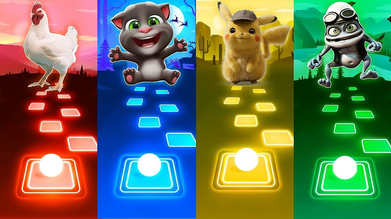 Chicken Song 🆚 Talking Tom 🆚 Pikachu 🆚 Crazy Frog / EDM Rush Tiles Hop ...