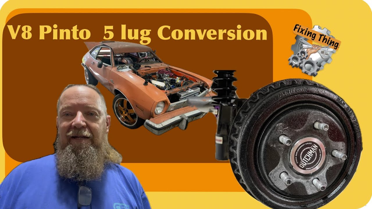 4 to 5 lug Conversion ford Pinto rear axle and brake drums - YouTube