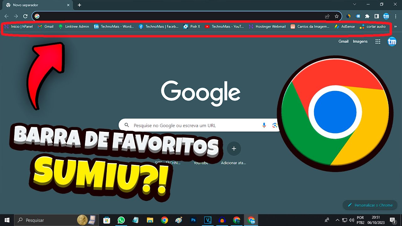 Barra de Favoritos do Google Chrome Sumiu? Resolvido! - YouTube