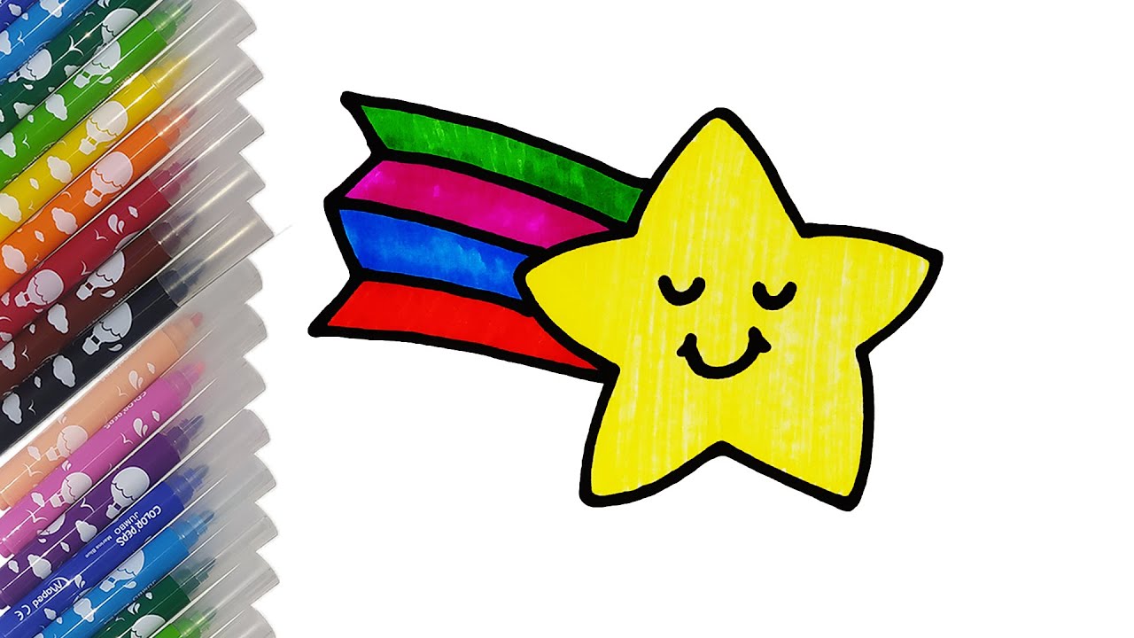 how to draw a cute star with coloring step by step for kids - YouTube