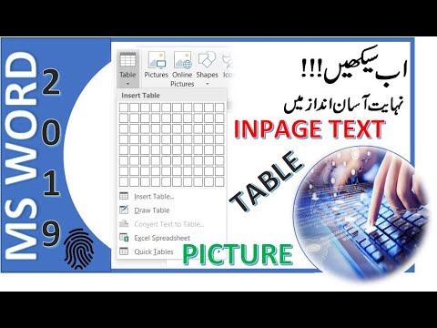 Table Option, Image Option, Urdu Text INPAGE to MS Word | MS Word 2019 ...